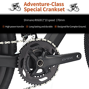 SAVADECK Carbon Gravel Road Bike,T800 Carbon Gravel Dis Brake Bicycle with Professional Adventure Shimano GRX400 20 Speed Groupset and Extra Wide Tires 700CX40C for Various Road.(Black 56cm)