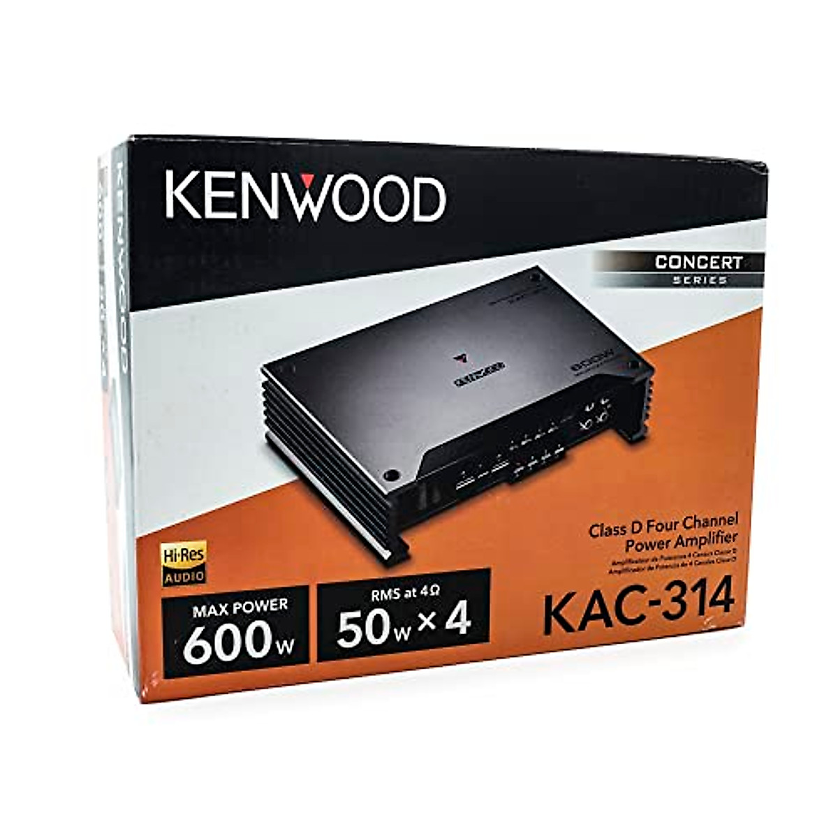 KENWOOD KAC-314-4-Channel Concert Series Car Stereo Amplifier with 50W x 4 @ 4ohms, 75W x 4 @ 2ohms, 600W Maximum Power