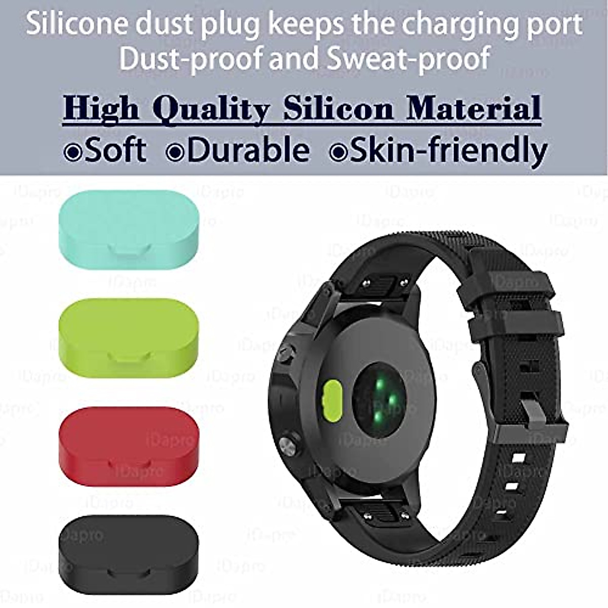 iDaPro [4 Pack] Screen Protector for Garmin Forerunner 45 42mm/ 45S 39mm Smartwatch + Silicone Anti-dust Plugs Tempered Glass Anti-Scratch Bubble-Free