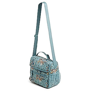 Vera Bradley Women's Cotton Crossbody Lunch Tote, Sunlit Garden Sage - Recycled Cotton, One Size