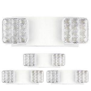 GRUENLICH LED Emergency Light, Exit Lighting Fixtures with Two LED Heads and Back-Up Batteries, UL 924 Qualified, 120-277 Voltage, 4-Pack