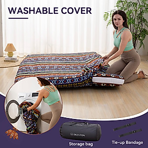 Dr.Futon Japanese Floor Futon Mattress Extra Thick Folding Roll Up Bed Topper Mat for Guest,Lounger and Tavel