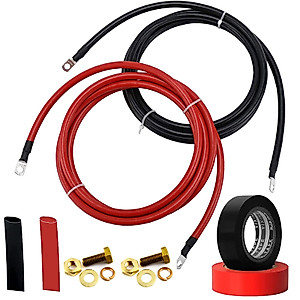 GaiRen Trolling Motor Battery Cable Extension Kit 10 Feet 8AWG Cable Extension 50Amp with Terminals for Fishing Boat Trolling Motor Solar Panel Automotive(Red & Black)