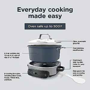 Ninja MC1101 Foodi Everyday Possible Cooker Pro, 8-in-1 Versatility, 6.5 QT, One-Pot Cooking, Replaces 10 Cooking Tools, Faster Cooking, Family-Sized Capacity, Adjustable Temp Control, Midnight Blue