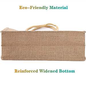 DEAYOU 6 Pack Jute Tote Bag, Burlap Gift Tote with Handle, Grocery Shopping Bag for DIY, Wedding,15.4''x12.2''x5.9''