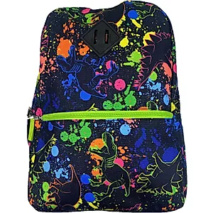 Cudlie 5-Pc Boys Backpack Set w/Lunch Bag, Pencil Case, Keychain & Carabiner - Durable Bookbag/Travel/School Backpack for Kids - Splatter Dino/Black