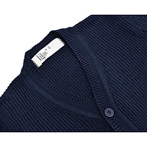Lilax Baby Boys Basic Long Sleeve V-Neck Classic Knit Cardigan Sweater 12-18 Months Navy