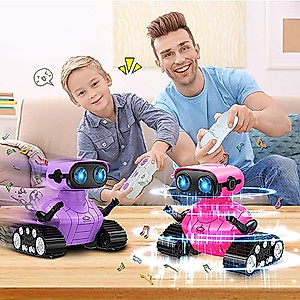 OMOZOMBB Robot for Kids Toy-Rechargeable Remote Control Robot Toys,Toy with Music and LED Eyes,Dance Moves,for Children Boys Girls Age 3 4 5 6 7 8 9 Birthday Gifts - Fluorescent Purple