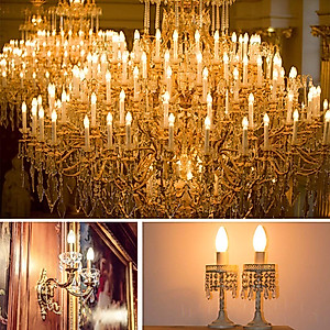 Energetic B11 E12 Candelabra LED Bulbs 60 Watt Equivalent, Dimmable LED Chandelier Light Bulbs, Soft White 2700K, 550LM, Decorative Candle Base Filament Bulb, UL Listed, 12 Pack