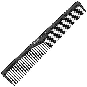 Styling Comb | Professional 7 Inch Black Carbon Fiber Anti Static Chemical And Heat Resistant Comb For All Hair Types | Fine and Wide Tooth Comb For Men and Women | By Bardeau Essentials (Single)