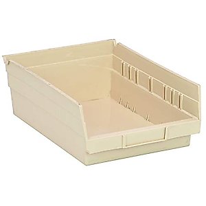 QUANTUM STORAGE SYSTEMS K-QSB107IV-8 8-Pack Plastic Shelf Bin Storage Containers, 11-5/8" x 8-3/8" x 4", Ivory