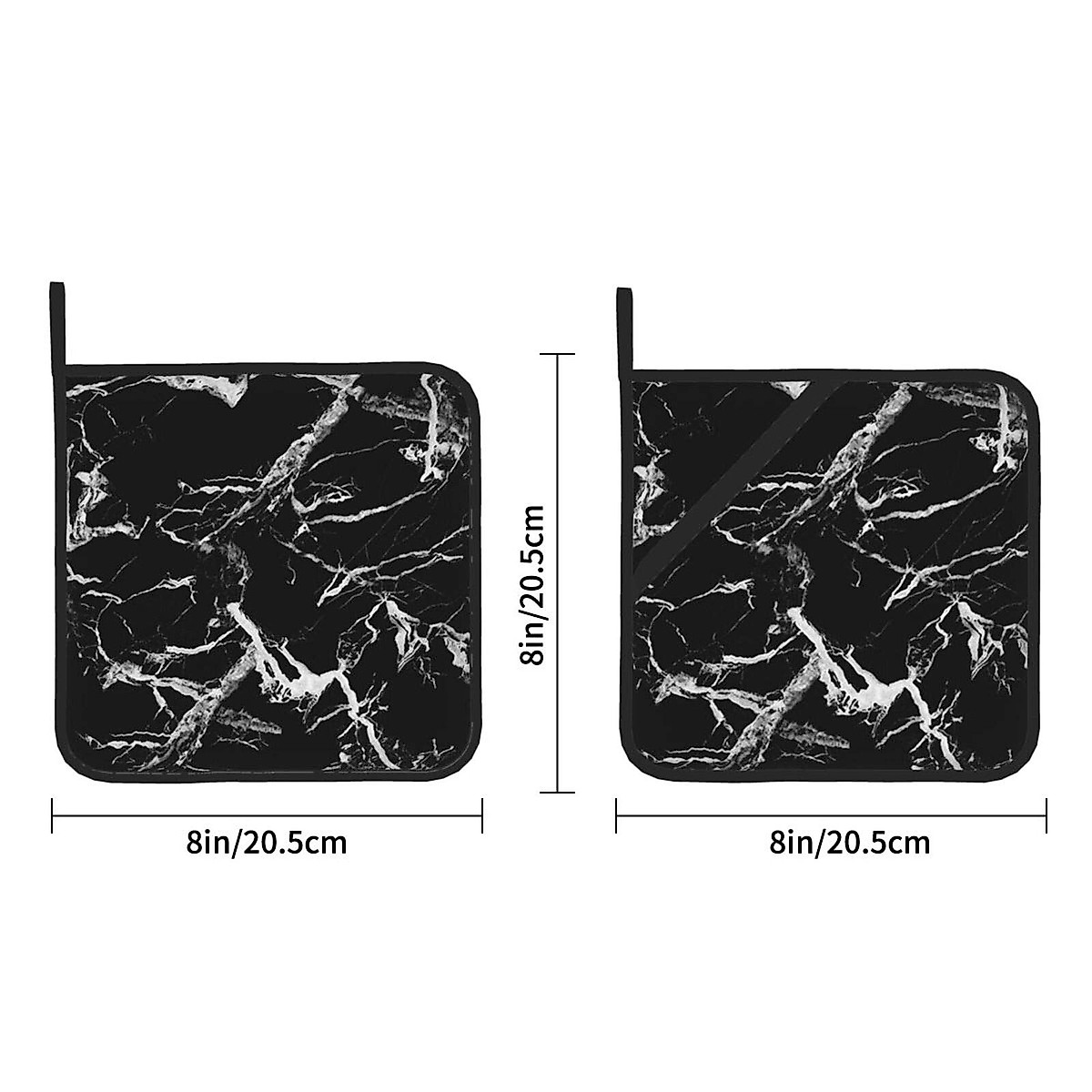 Stripe Marble Black and White Pot Holders Set of 2 Heat Resistant Hot Pot Holder Pads Kitchen Potholder for Cooking and Baking