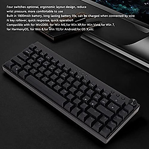 Garsentx Mechanical Gaming Keyboard with 2.4Gzh/BT/USB C Connection, 68 Keys Ergonomic Compact PC Wireless Keyboard with Hot Key RGB Backlit Light for Gaming Office (Red Shaft)