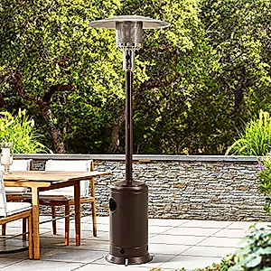 Sunjoy 47,000 BTU Avanti Outdoor Portable Propane Heater for Patio and Garden with Safety Auto Shut Off Valve and Wheels, Bronze