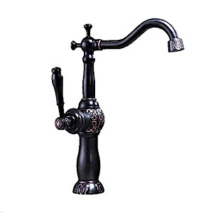 SimplyCopper 15" Round Vintage Look Copper Bucket Vessel Sink with GREEN Patina with Drain and 13" ORB Clayborne Vessel Filler Faucet