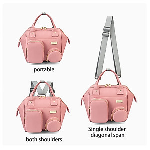 Lmbabter Baby Diaper Bag Backpack Waterproof Multi-Function Convertible Mini Smart Diaper Bag Backpack for Outdoor (Pink)