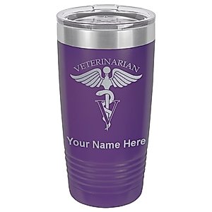 LaserGram 20oz Vacuum Insulated Tumbler Mug, Veterinarian, Personalized Engraving Included (Dark Purple)