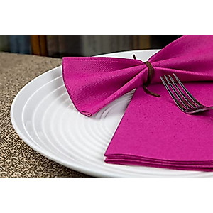 SimuLinen Magenta Dinner Napkins Paper Disposable & Decorative –Dinner Napkins with Linen-feel, Cloth-Like & KOSHER for Passover, Easter, Weddings, Shower Napkins – Size: 16”x16” – Box of 50