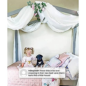 Delta Children Poppy House Wood Twin Bed, Platform Bed - No Box Spring Needed, Grey