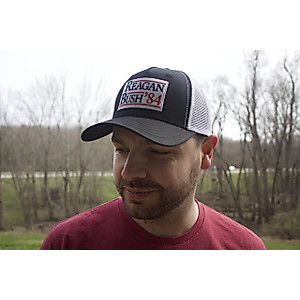 Urban Ridge Reagan Bush ’84 Adult Trucker Hat Snapback, Black with Embroidered Patch