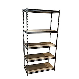 Juggernaut Storage 36" W x 18" D x 72" H 5-Shelf Steel Shelving, Hammertone, SS3618-5BLKAMZ