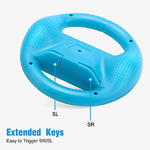 Beastron Racing Games Steering Wheel compatible with Switch Mario Kart, Joy-Con Steering Wheel, Red & Blue 2 Pack