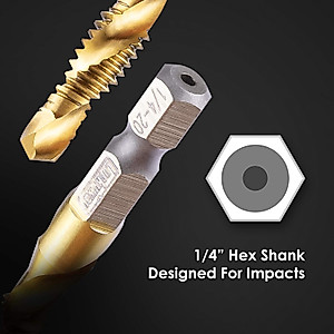 Luckyway 7-Piece Combination Drill and Tap Bits with Quick-Change Adapter, 3-in-1 Titanium Coated Screw Tapping Bit Tool for Drilling, Tapping, Countersinking