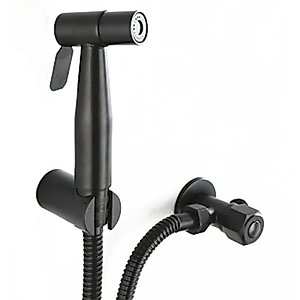 Handheld Bidet Sprayer for Toilet Handheld Sprayer Kit Bathroom Handheld Bidet Faucet Sprayer Stainless Steel Toilet Sprayer Black Bidet Set Kitchen Hand Spray Cleaning Floor