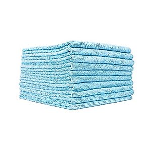 The Rag Company - Edgeless 300 - Microfiber Detailing Towels, Perfect for Removing Polishes, Sealants, and Glaze; Great for Interior Cleaning and Dirty Jobs; 300GSM, 16in x 16in, Light Blue (10-Pack)