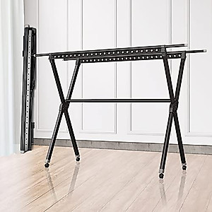 HWAJAN 90 Inches Folding Clothes Drying Rack Indoor Outdoor-Aluminum Collapsible Clothing Drying Racks for Laundry-Heavy Duty Foldable Clothes Dryer Rack with 42 Windproof Hooks,Large,Black