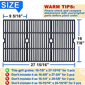 GGC 16 7/8" Grill Grates Replacement for Charbroil 463420508, 463420509, 463420511, 463436213, 463436214, 463440109, 463441312, Master Chef, Thermos and Backyard, 3 PCS 16 7/8 x 9 5/16 Cooking Grids