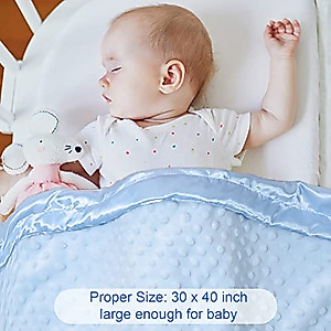 3 Pieces Baby Blankets for Girls and Boys Soft Dot Blankets with Silky Satin Backing, Double Layer Gender Baby Receiving Blanket for Newborn, Toddler, Infant Gifts, 30 x 40 Inch