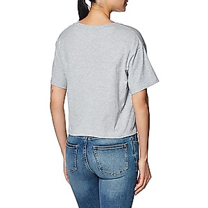 Champion womens Cropped Tee, Script Logo T Shirt, Oxford Gray-550757, Large US