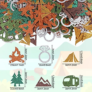 Yoyuspy Camp Bachelorette Party Decorations - 240pc Camping Confetti Decor Camp Bachelorette Confetti Glitter Mountain Diamond Ring Tent Confetti Wedding Bridal Shower Engagement Party Decoration
