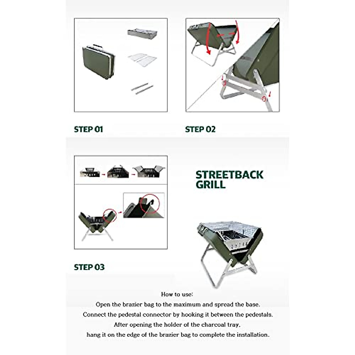 Portable Charcoal Grill, Small BBQ Smoker Grill, TableTop Barbecue Charcoal Grill for Outdoor Camping Garden Backyard Cooking Picnic Traveling (Green)15.3x3.7x10inch