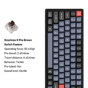 Keychron K2 Pro Wireless & Wired RGB Custom Mechanical Keyboard with Hot-swappable K Pro Brown Switch, QMK/VIA Programmable Macro, 75% Layout Aluminum Frame Keyboard for Mac Windows Linux