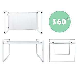 Vicosey Cabinet Organizer Shelf,Kitchen Counter Shelves,Bowl、Dish、Spice & Pantry Organizer Organization Shelf,Space Saver Kitchen Rack,White,Iron