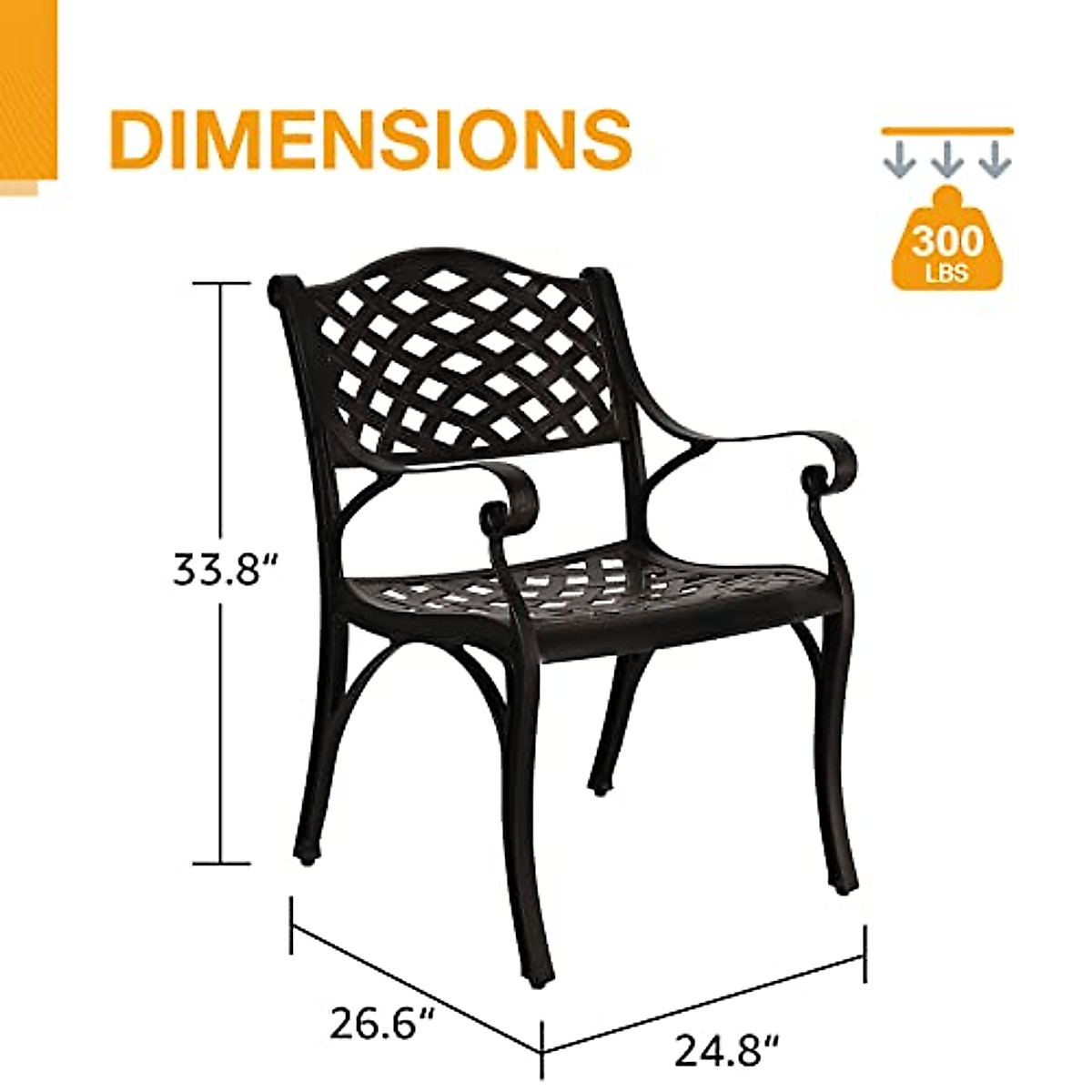 JOIVI Cast Aluminum Patio Chairs Set of 2, Outdoor Dining Metal Chairs with Cushions, Lattice Design Antique Bronze