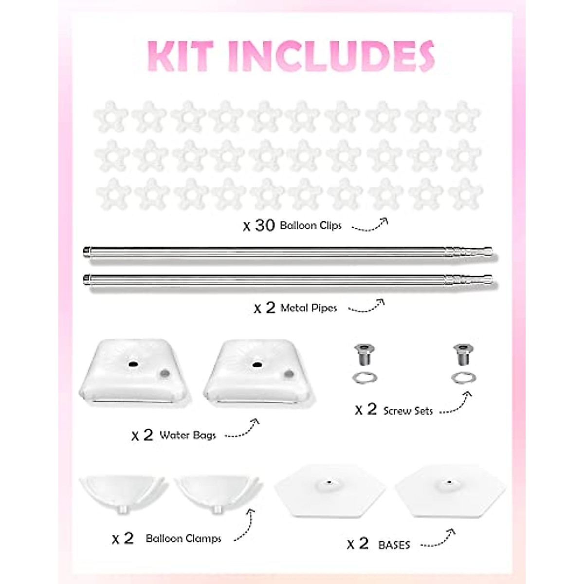 YALLOVE Heavy Duty Metal Balloon Column Stand Kit LZ-SSG6, 2 Set of 80 Inch Height Adjustable Balloon Tower Holder for Indoor and Outdoor Event and Party Decoration, Easy Assemble and Disassemble