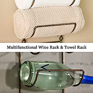 Rustic Metal Towel Rack Wall Mounted with Fleur de Lis, 6-Tier Solid Wrought Iron Towel Holder,Towel/Wine Rack Holder, Racks for Bathroom,Hand Towels,Wine Bottles,Yoga Mats Storage