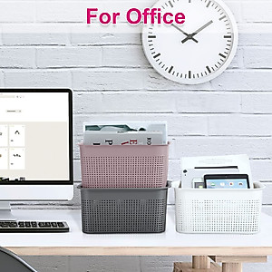 AREYZIN Plastic Storage Bins With Lid Set of 6 Storage Baskets for Organizing Container Lidded Storage Organizer Bins for Shelves Drawers Desktop Closet Playroom Classroom Office, Purple