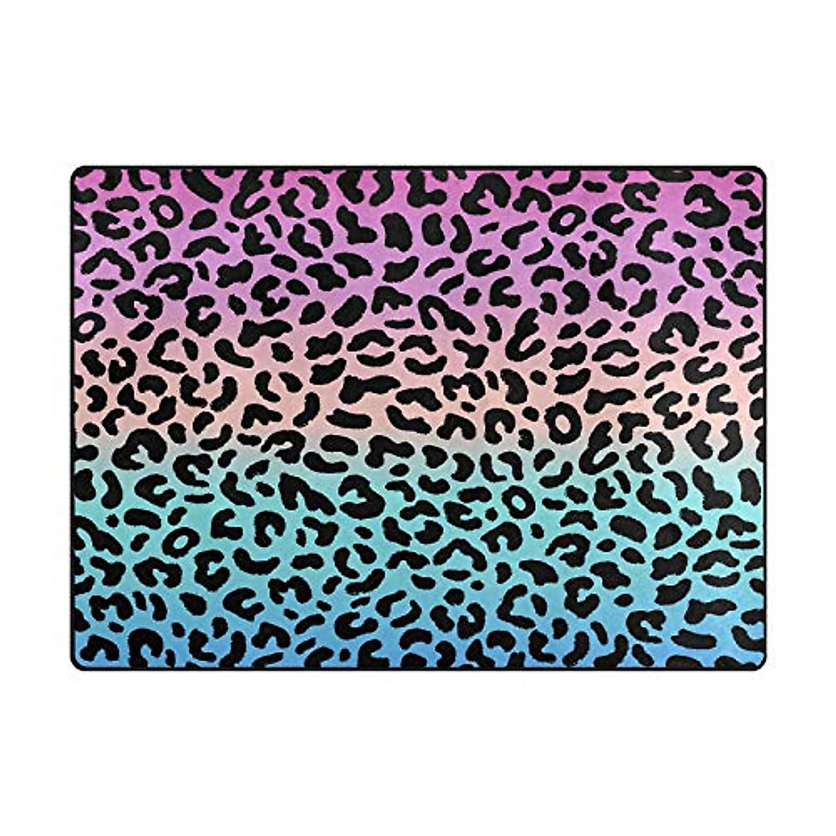 ALAZA Pink Blue Leopard Print Non Slip Area Rug 4' x 5' for Living Dinning Room Bedroom Kitchen Hallway Office Modern Home Decorative