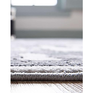 Unique Loom Boston Collection Area Rug - Floral (5' 3" x 8' Oval, white Gray/ Ivory)