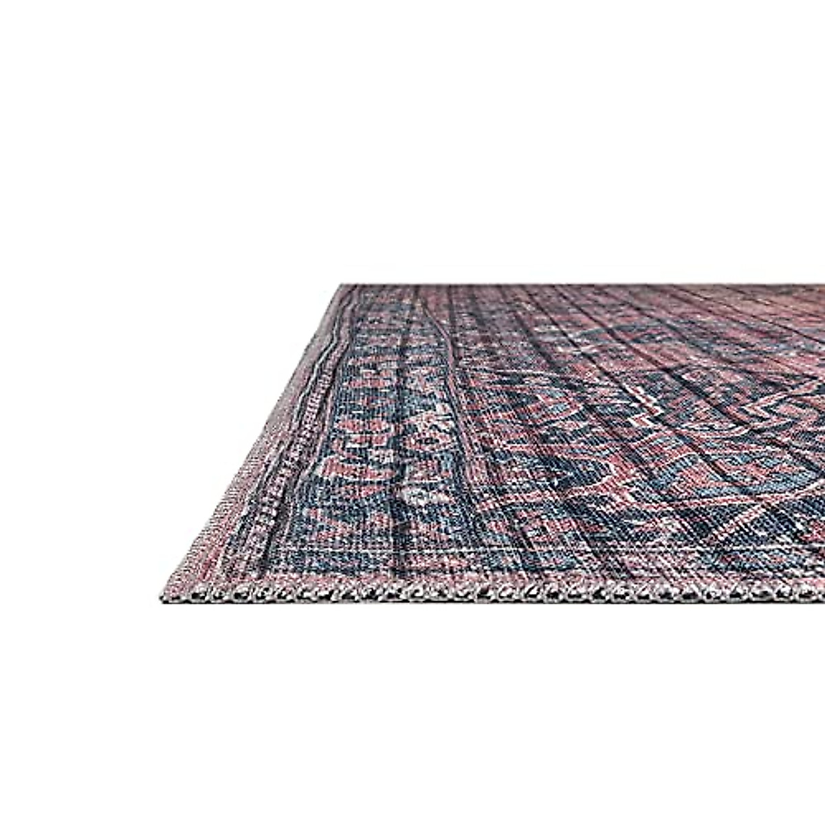Rugs.com Maahru Collection Washable Rug Rust Red Low-Pile Rug Perfect for Living Rooms, Kitchens, Entryways, 3 ft 3 Square