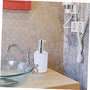 Cabilock 2 Sets Bathroom Set Soap Dispenser Bathroom Toothbrush Holder Bathroom Washing Accessories Soap Storage Tray Cotton Swab Dispenser Vanity White Lotion Household Plating