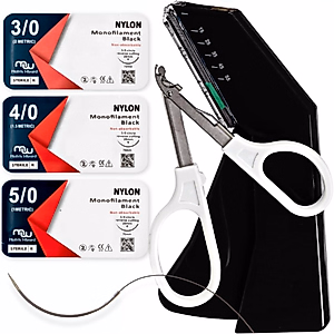 Sutures Thread with Needle Plus Disposable Stapler and Remover Training Tools - First Aid Field Emergency Practice, Trauma Survival Gear, Travel Prepping Practice, Camping Safety Kit