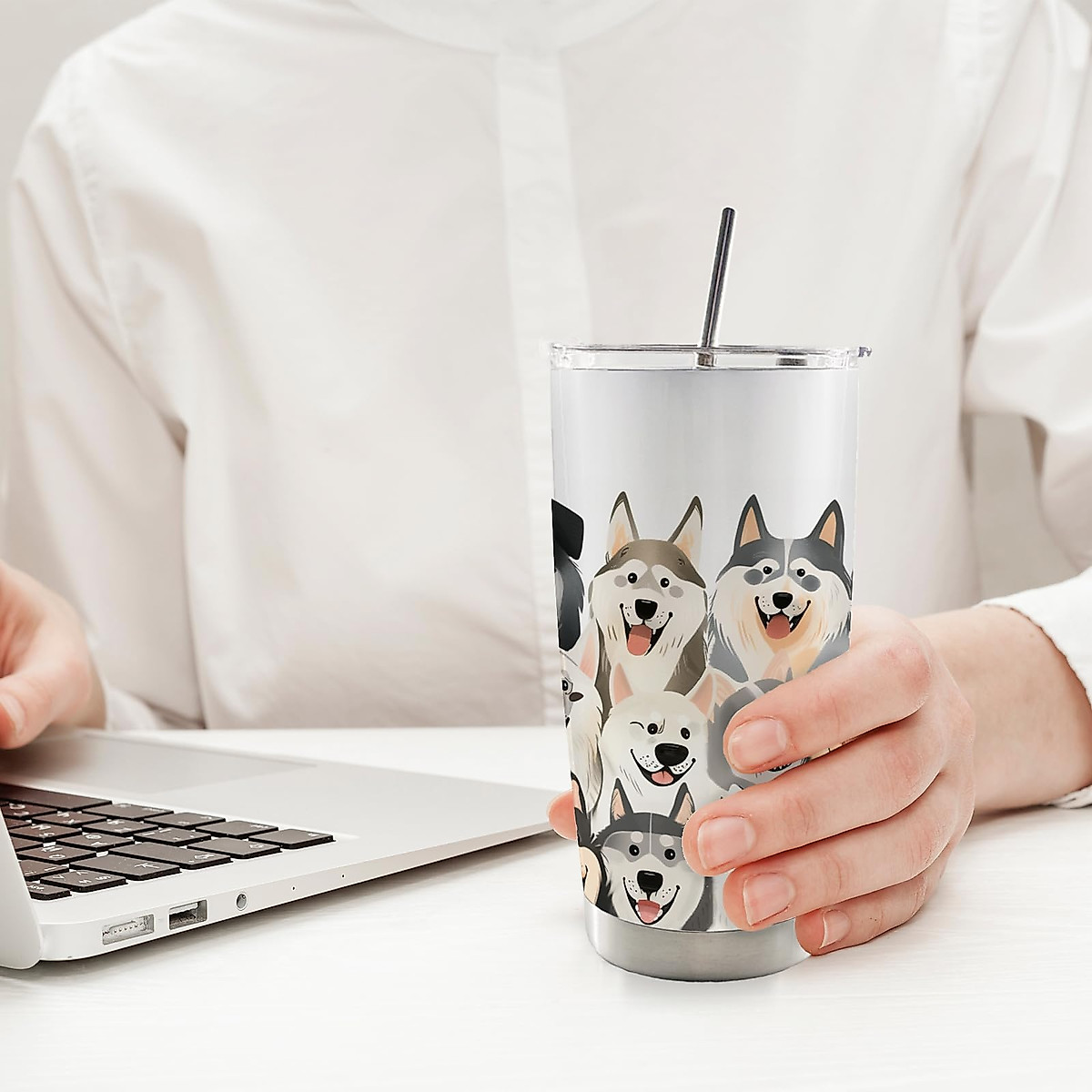 MOTERMATE Funny 20oz Travel Coffee Mug Tumbler, Dog Lovers Gifts for Women Men Kids, Dog Themed Gifts for Mom, Stainless Steel Tumbler With Lid and Straw Water Drinkware