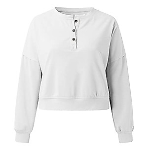 Wdgfv Womens Oversized Sweatshirts Fleece Hoodies Long Sleeve Shirts Pullover Fall Clothes with Pocket White Sweatshirt Embroidery Kit Womens 1/4 Zip Pullover Athletic Hoodies Fall Clothes Small