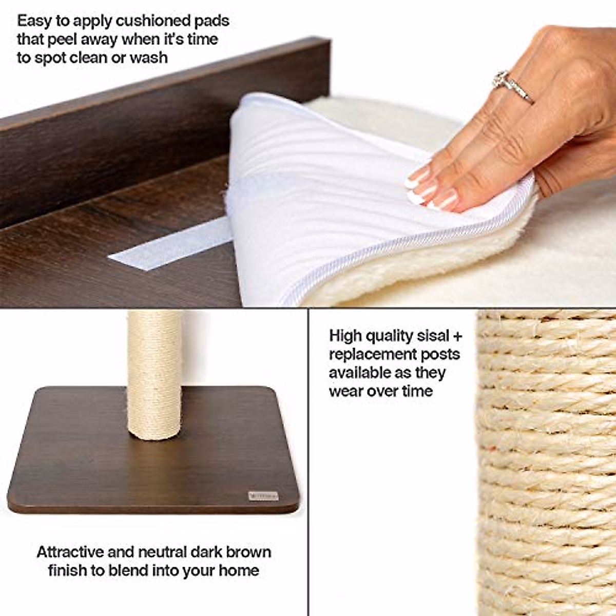 PetFusion Ultimate Cat Climbing Tower & Activity Tree. (24 x 20.8 x 76.8 inches (lwh) Tall Sisal Scratching Posts, Modern Wall Mounted cat Furniture, Espresso Finish). 1 Year Manufacturer Warranty