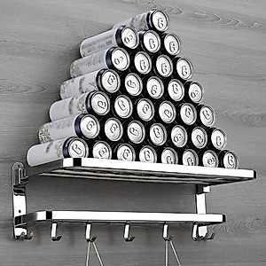 Bathroom Shelf Wall Floating Bathroom Bathroom Towel Shelf with Foldable Towel Bar Holder and Towel Hooks Wall Mounted Multifunctional Double Towel Bars Brushed Nickel Floating Shelves Corner Shower